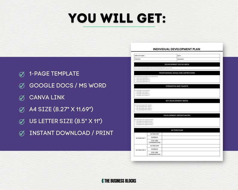 Individual Development Plan Template: Editable Canva & Google Docs ...