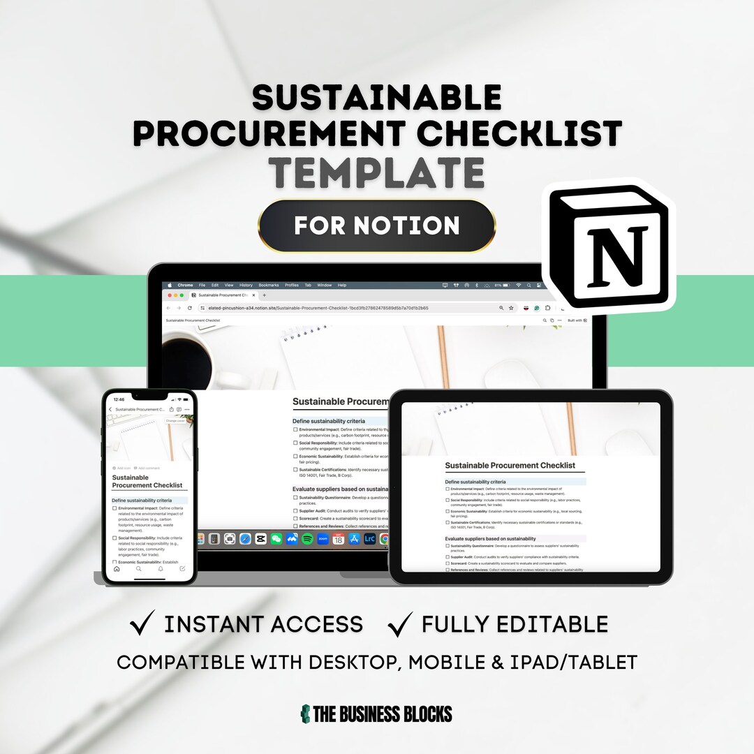 Notion Sustainable Procurement Checklist Template - Etsy
