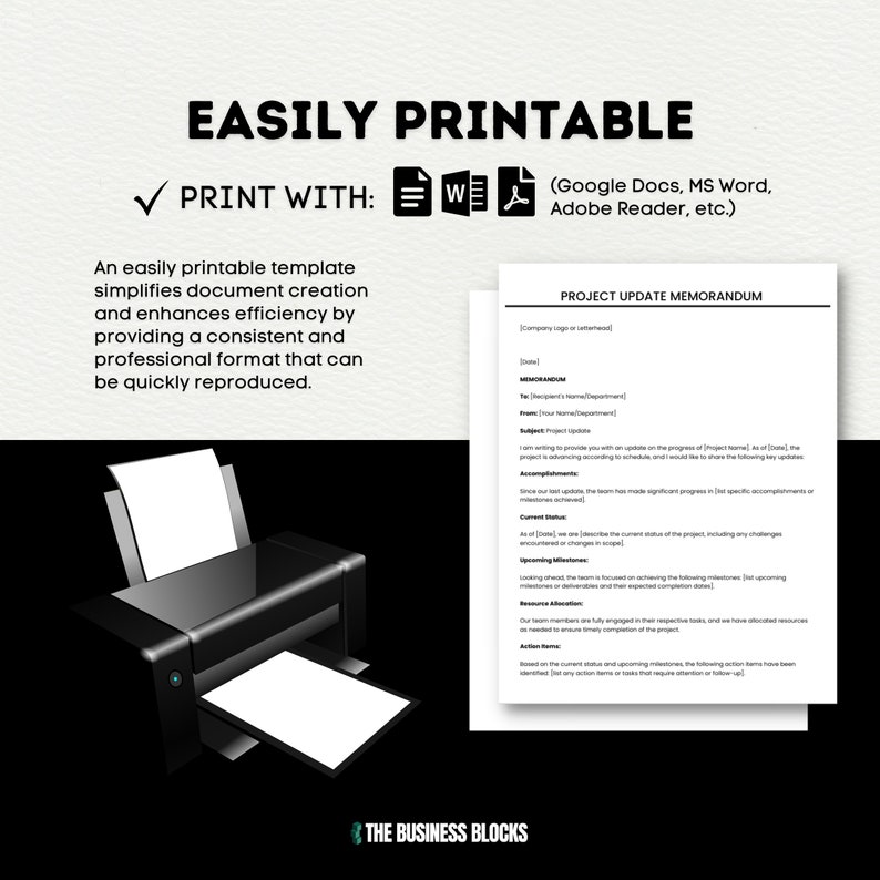 Project Update Memorandum Template: Progress Report (digital Download ...