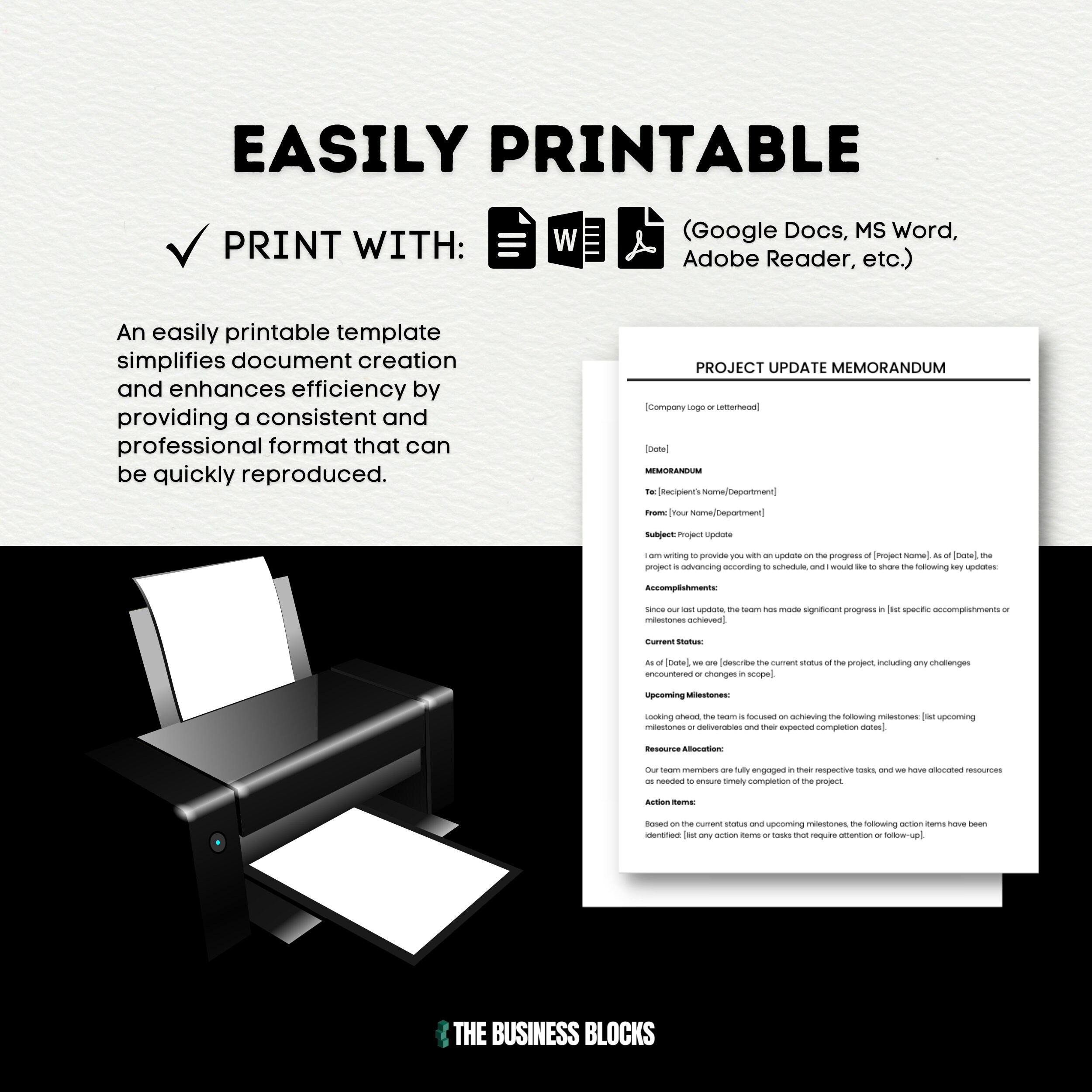 Project Update Memorandum Template: Progress Report (digital Download ...