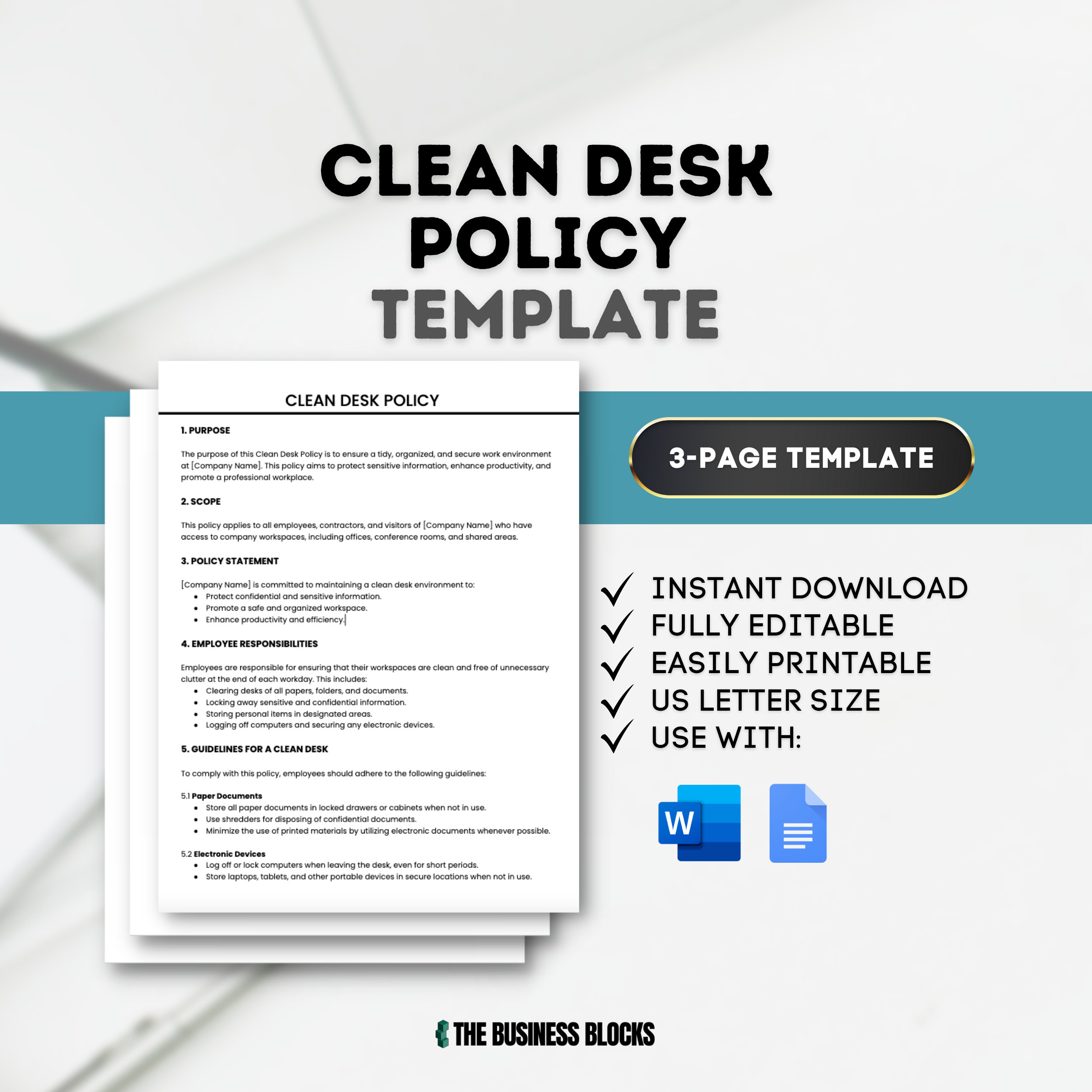 Clean Desk Policy Template Desk Cleanliness Policy Clean Workstation ...