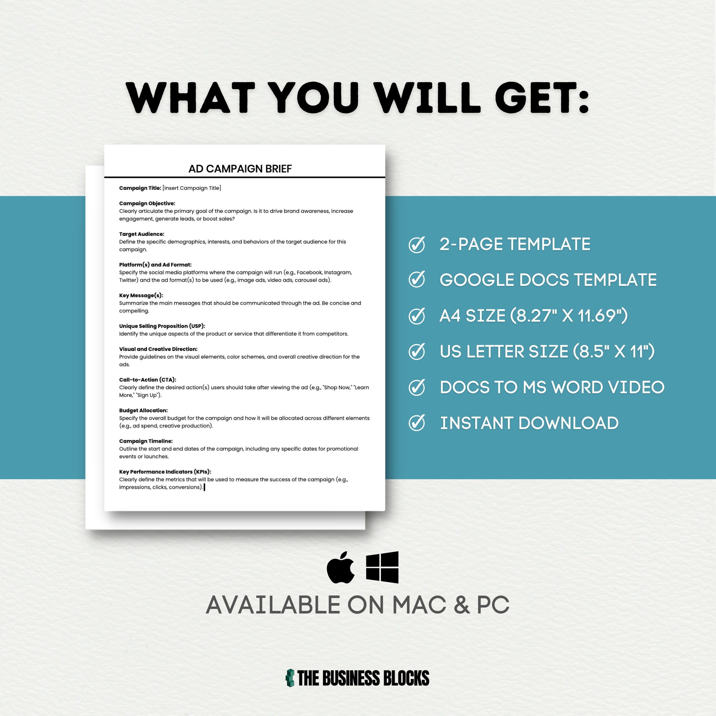 Ad Campaign Brief Template: Social Media & Content (google Docs, MS ...