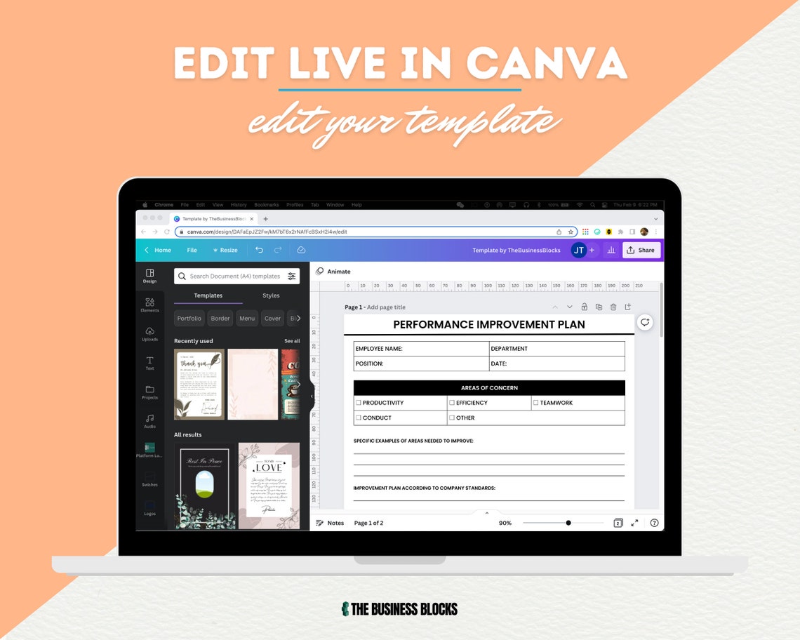 Performance Improvement Plan Template: Editable Employee Review (canva ...