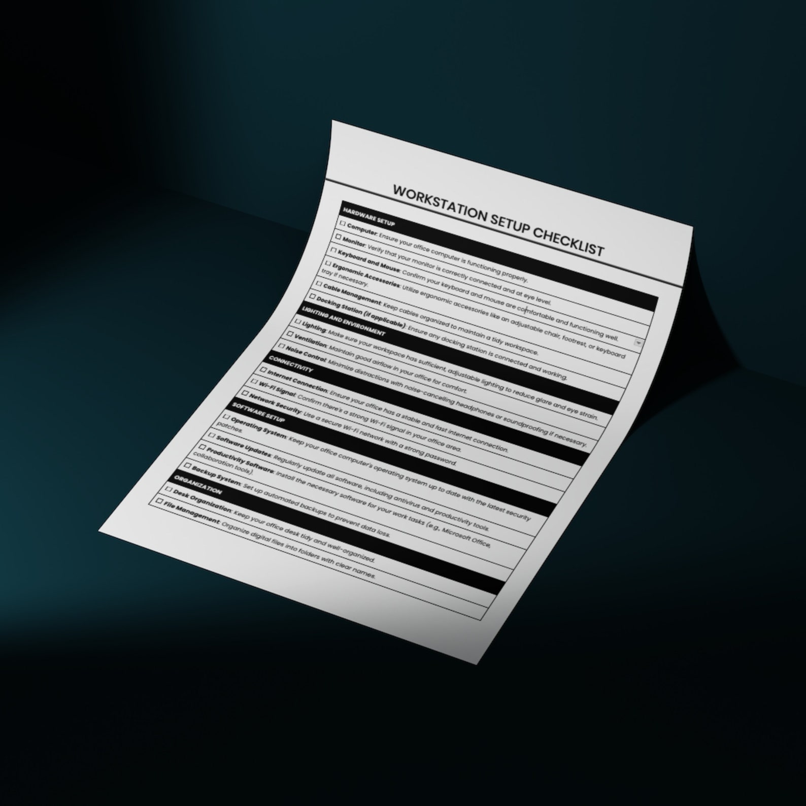Workstation Setup Checklist Template: Ergonomic Office (digital ...
