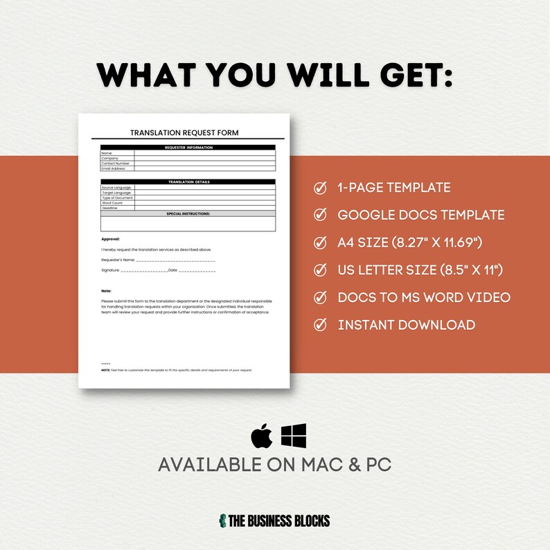 Translation Request Form Template Translation Service Request Document ...