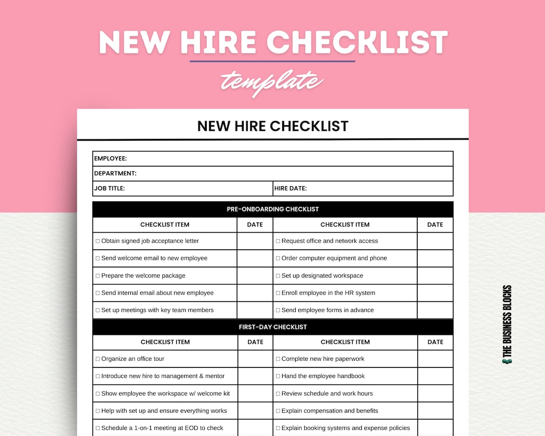 New Hire Checklist Template Employee Onboarding Template New - Etsy Australia