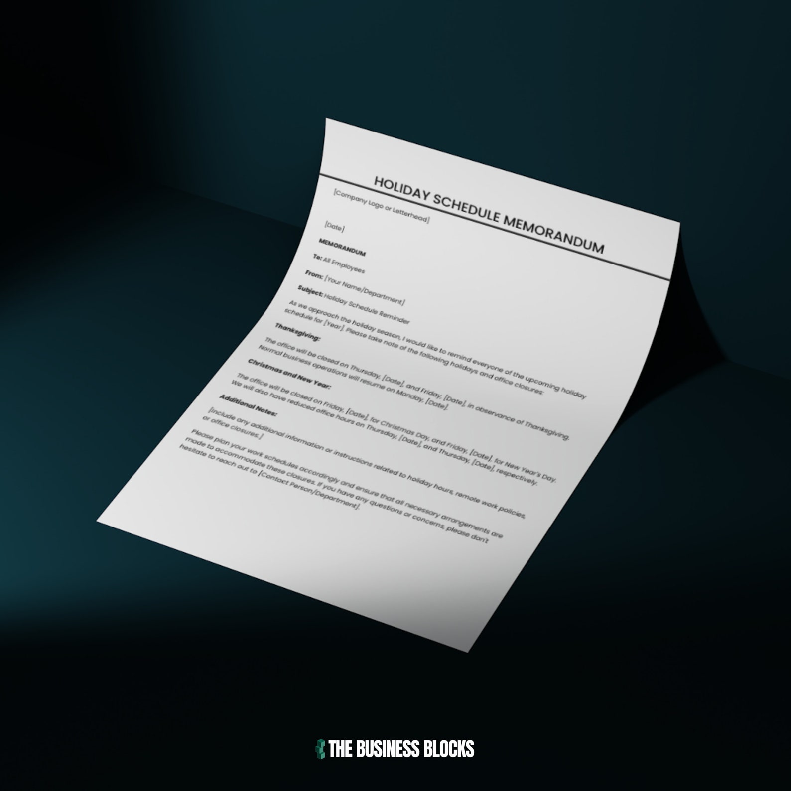 Holiday Schedule Memo Template: Company Announcement (google Docs, MS ...