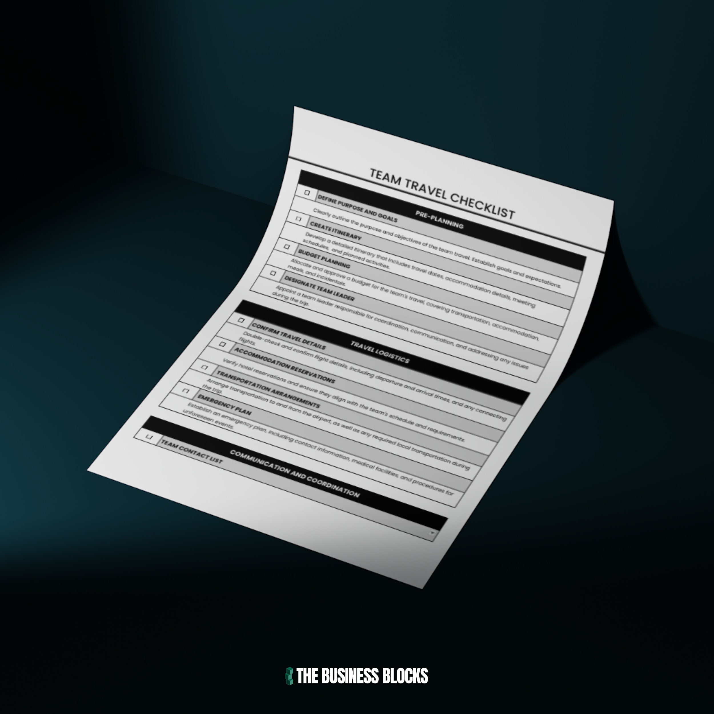 Team Travel Checklist Template Group Travel Checklist Team Trip ...