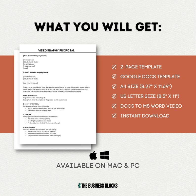Videography Proposal Template: Video Production (google Docs, MS Word ...