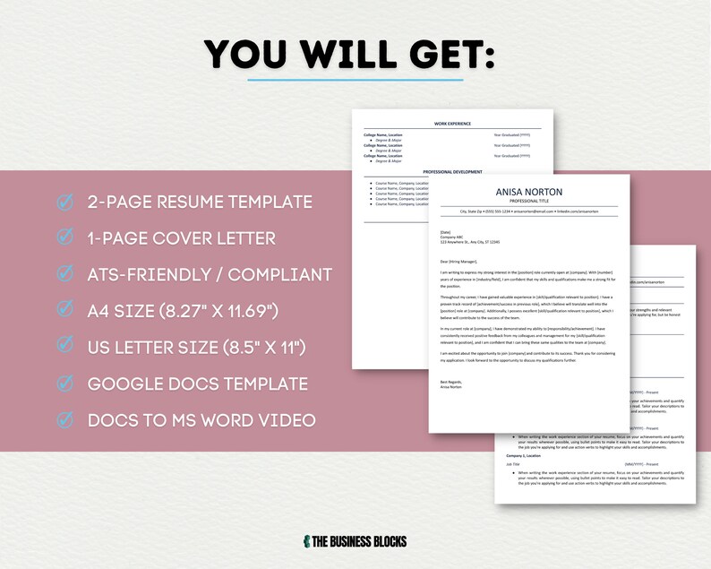 Simple Resume Template ATS Word Resume Template Cover Letter Good ...