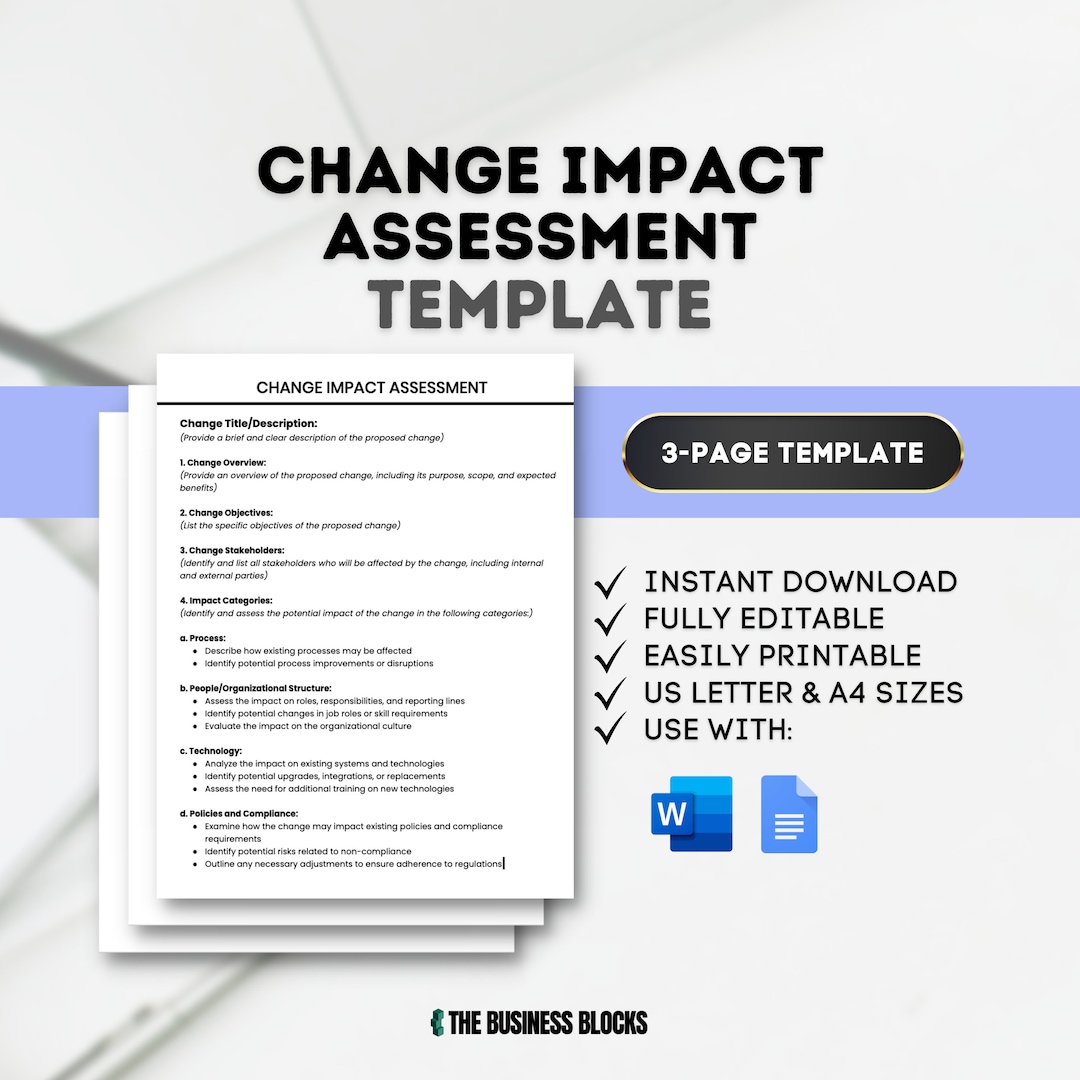 Change Impact Assessment Template Change Management Impact Analysis ...