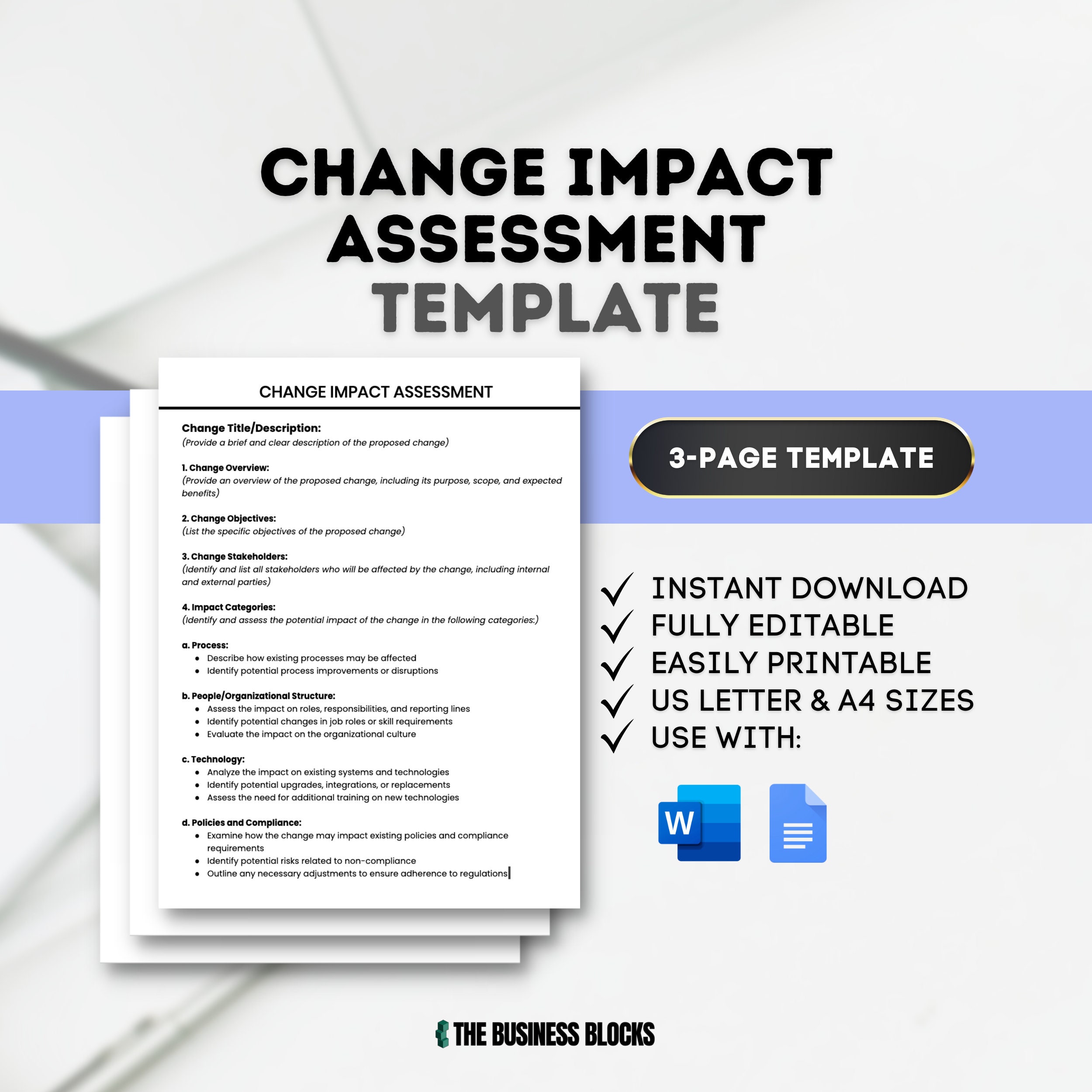 Change Impact Assessment Template Change Management Impact Analysis ...