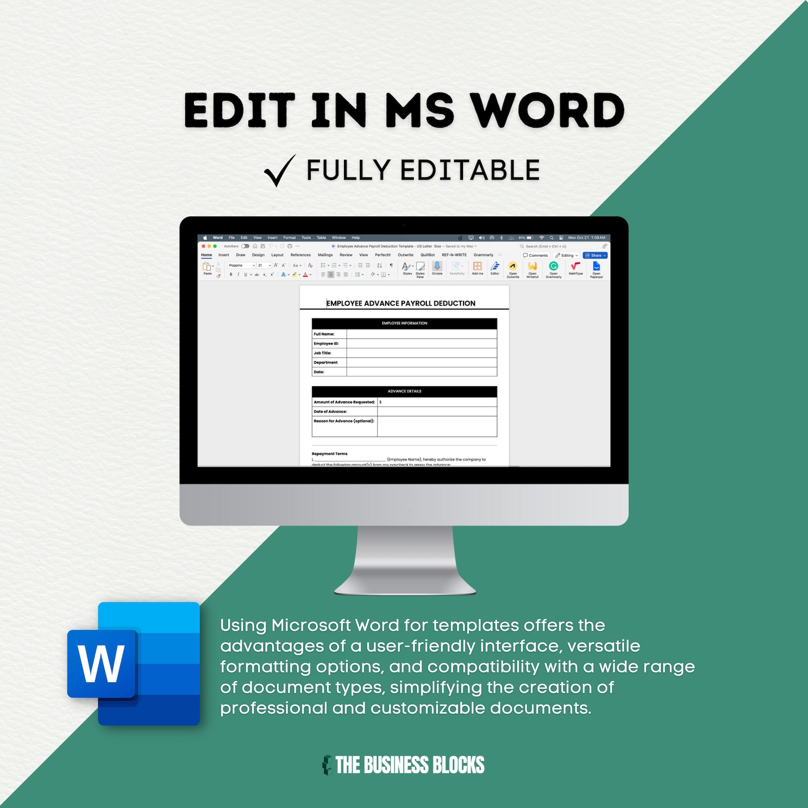 Employee Advance Payroll Deduction Template (google Docs, MS Word) - Etsy