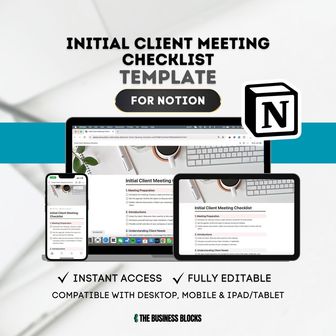 Notion Initial Client Meeting Checklist Template - Etsy