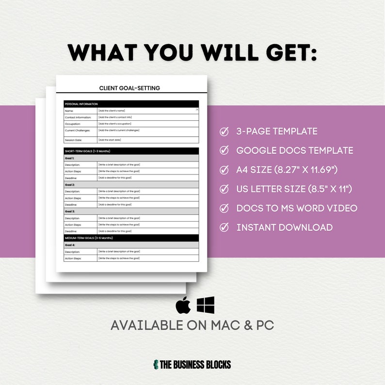 Client Goal-setting Template for Freelance Coaching Session Goal ...