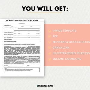 Employee Background Check Form Background Consent Reference Check Background Check Authorization ...