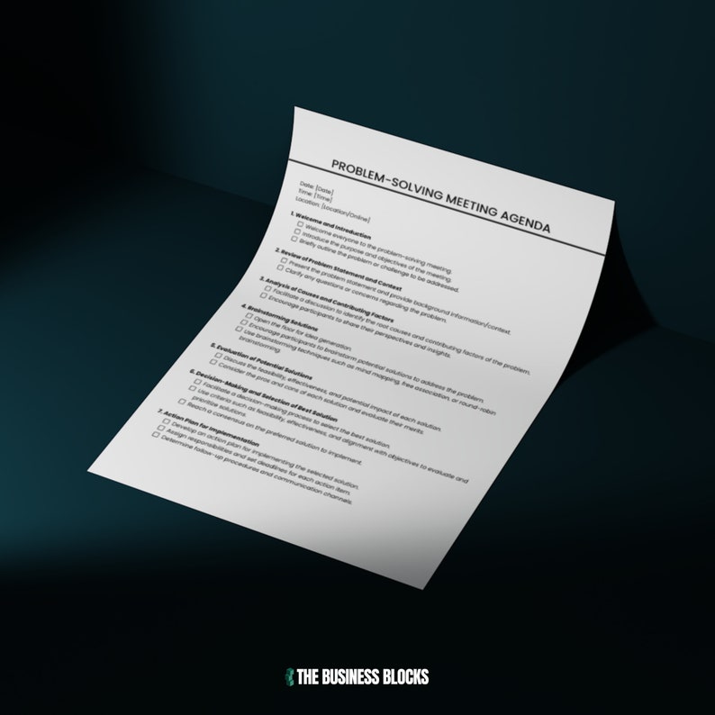 Problem-solving Meeting Agenda Template: Editable Business Checklist ...