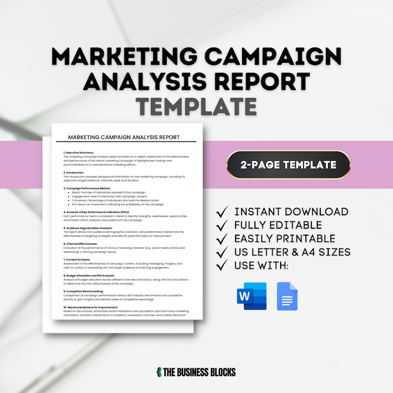 Marketing Campaign Analysis Report Template (digital Download) - Etsy