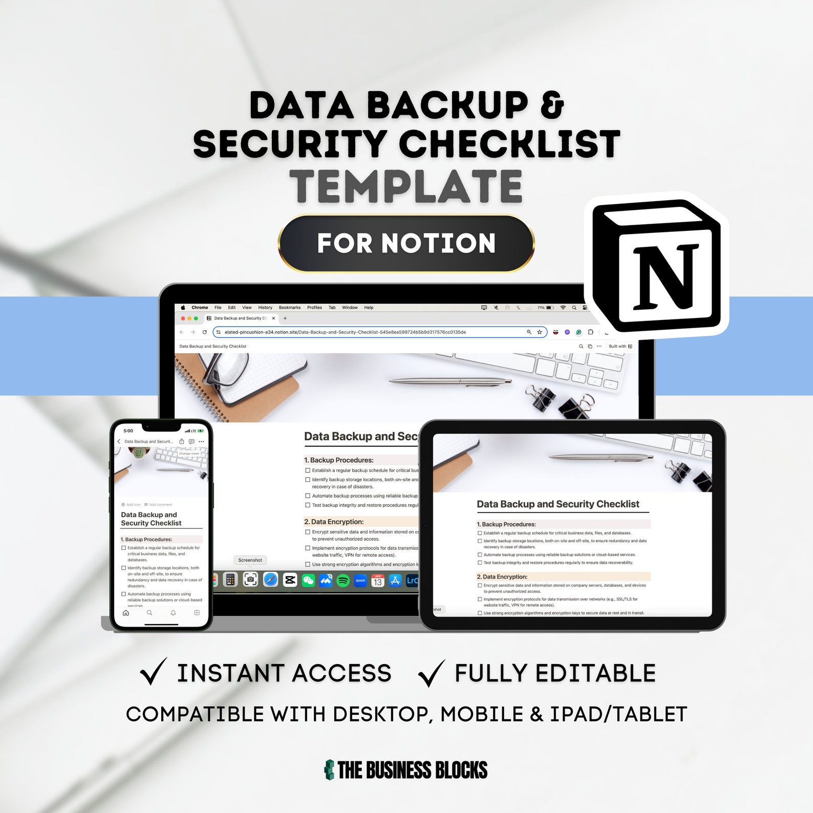 NOTION Data Backup and Security Checklist Template Data Security Template Cybersecurity ...