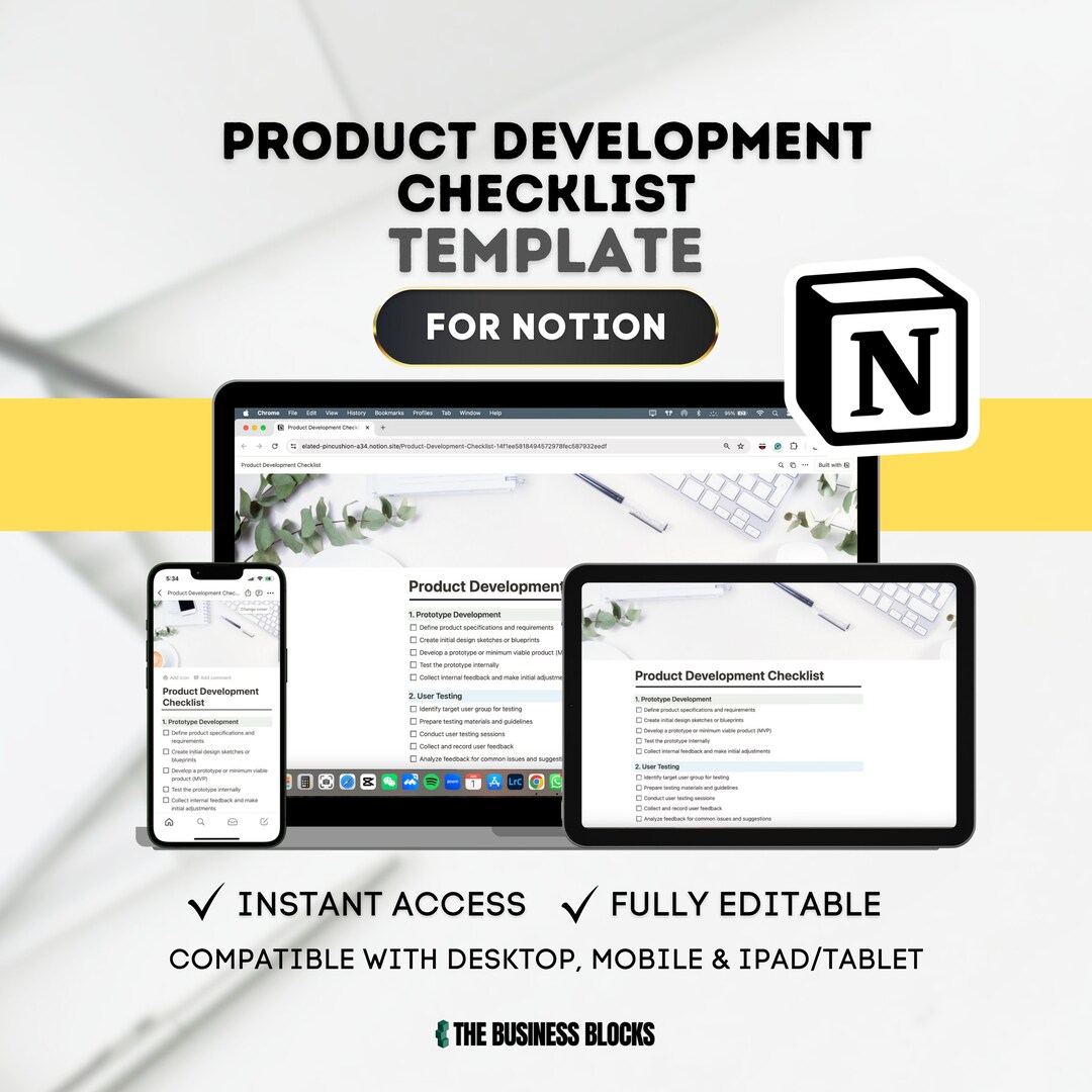 NOTION Product Development Checklist Template Product Design and ...