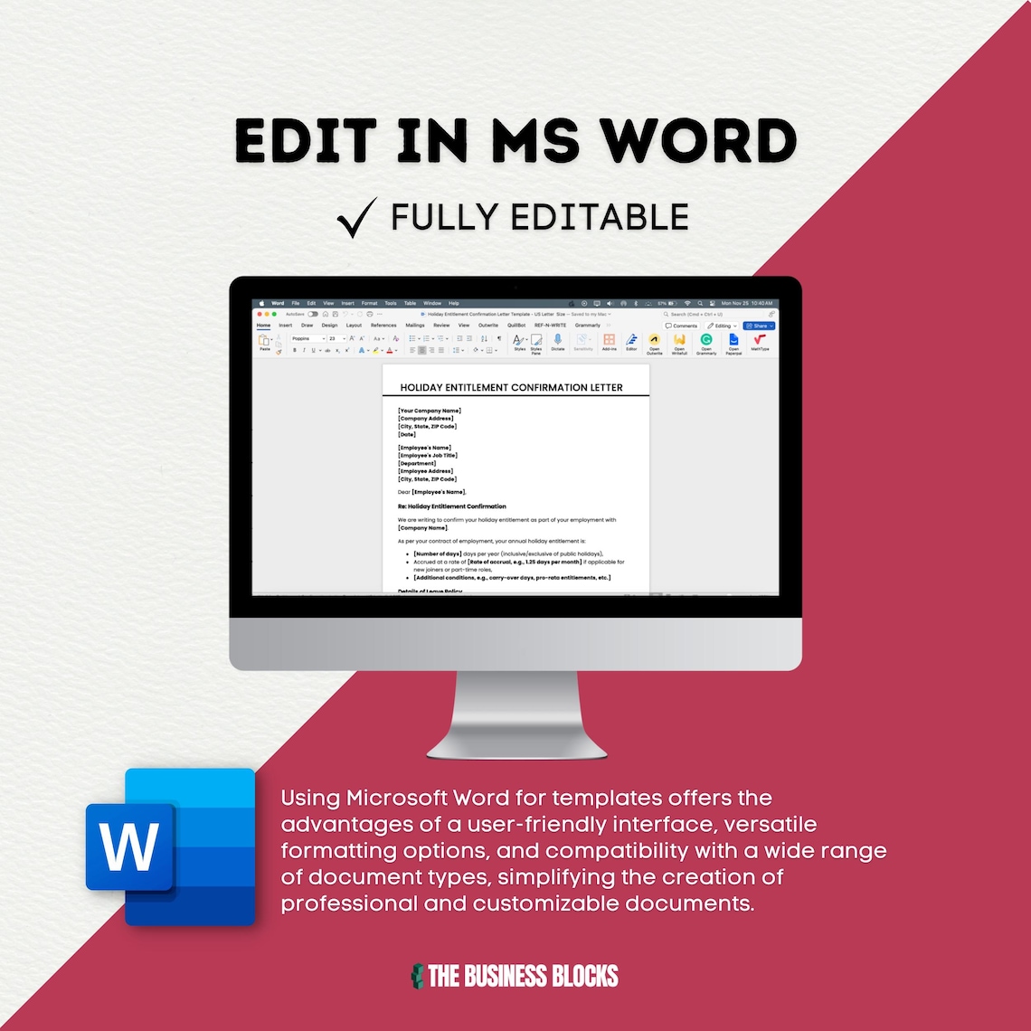 Holiday Entitlement Confirmation Letter Template (google Docs, MS Word ...