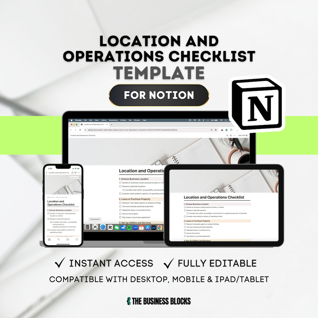 Notion Location & Operations Checklist Template - Etsy UK
