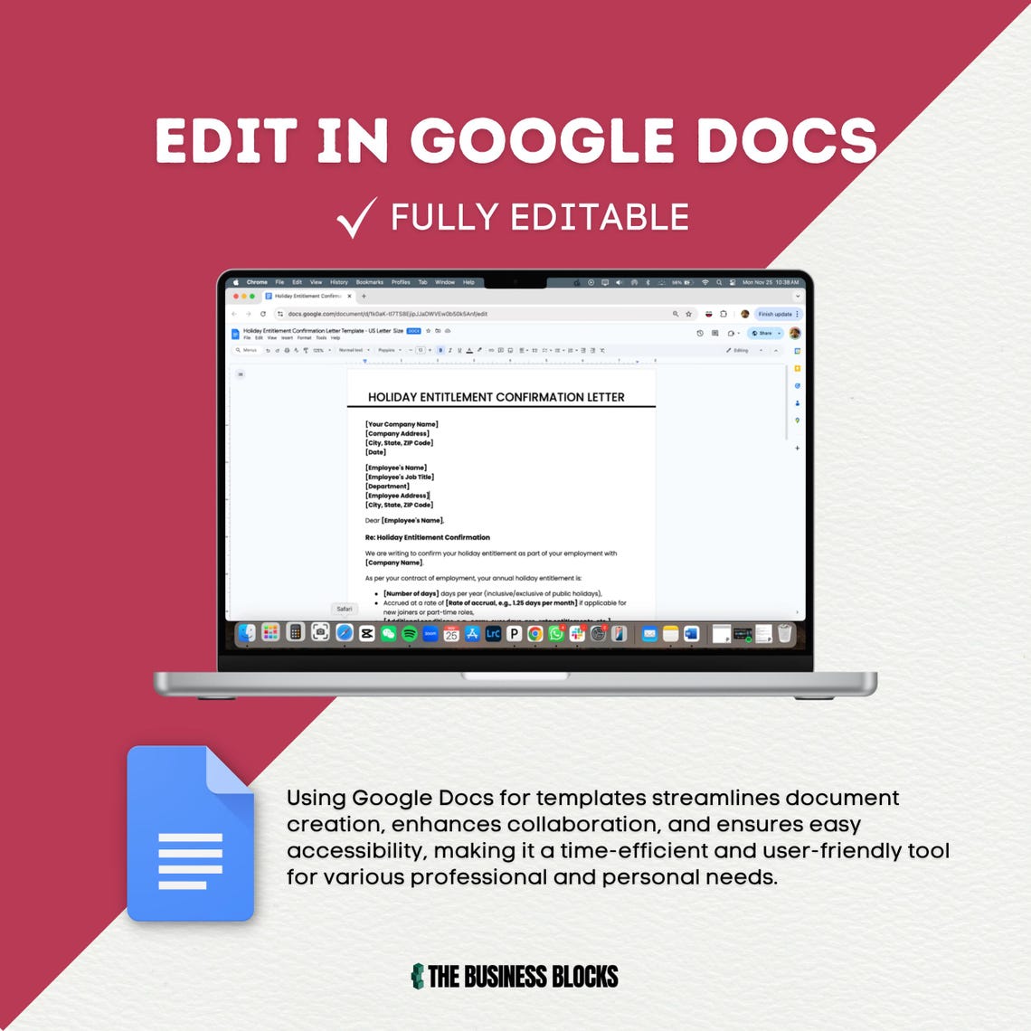 Holiday Entitlement Confirmation Letter Template (google Docs, MS Word ...