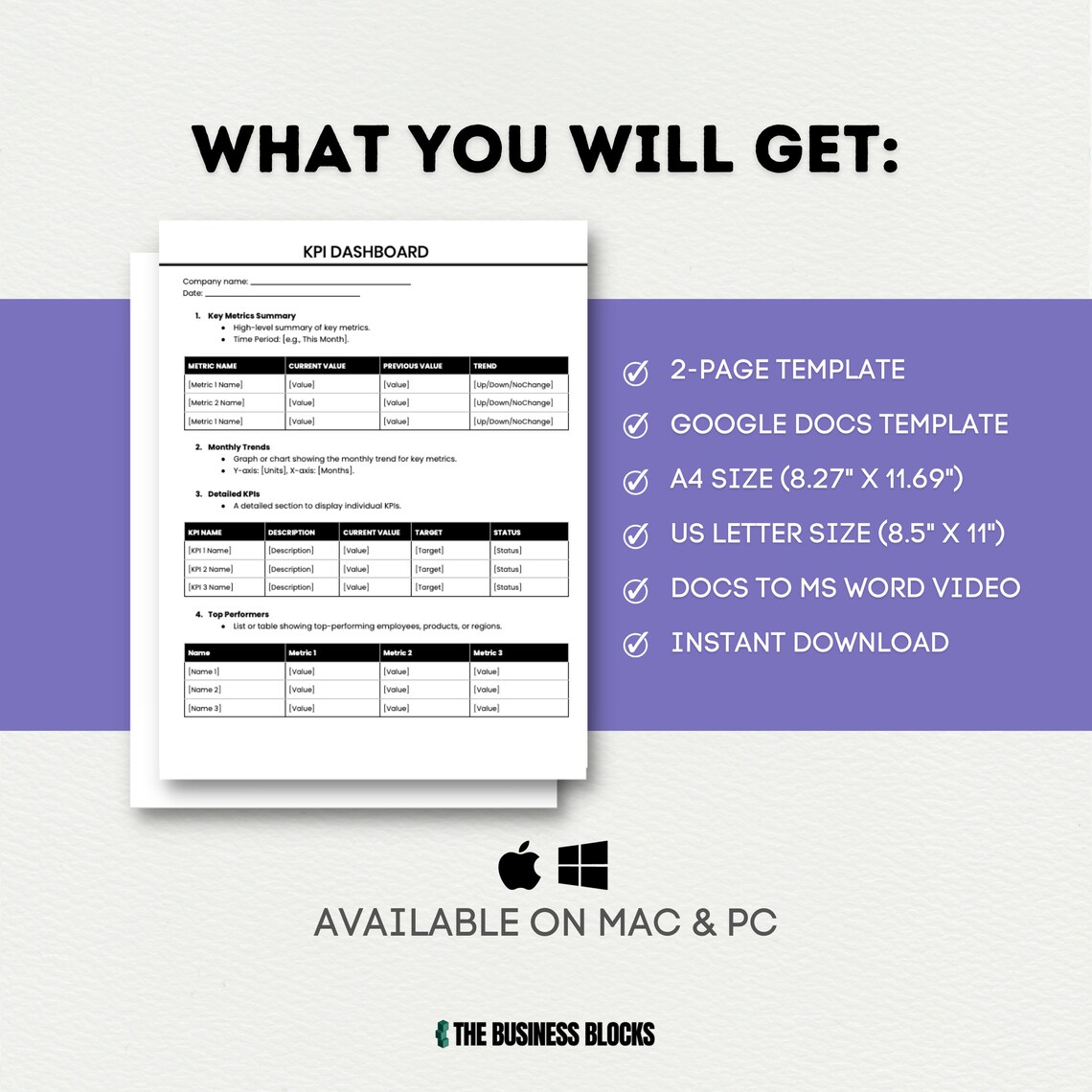 KPI Dashboard Template Key Performance Indicators Dashboard KPI ...