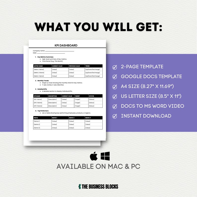 KPI Dashboard Template Key Performance Indicators Dashboard KPI ...