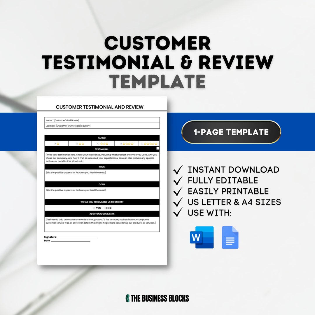 Customer Review and Testimonial Template User Feedback Form Client ...