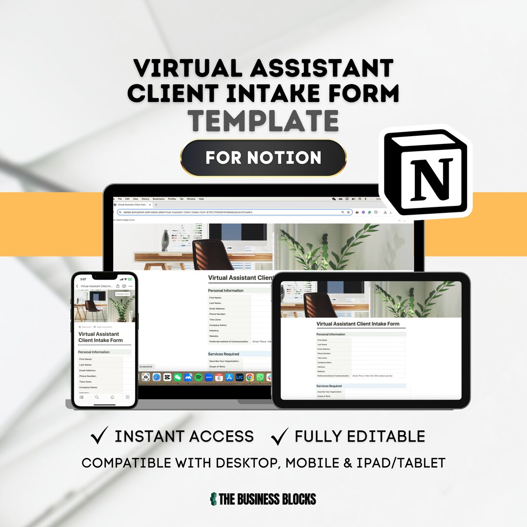 NOTION Virtual Assistant Client Intake Form Template VA Client Onboarding Template Virtual ...