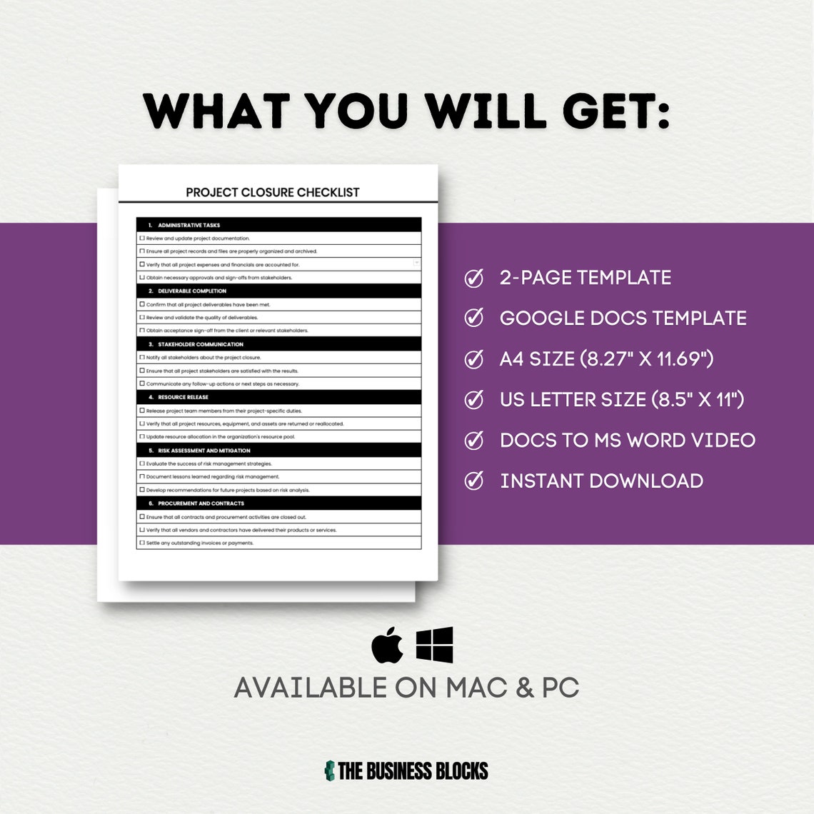Project Closure Checklist Template Project Management Tools Project ...
