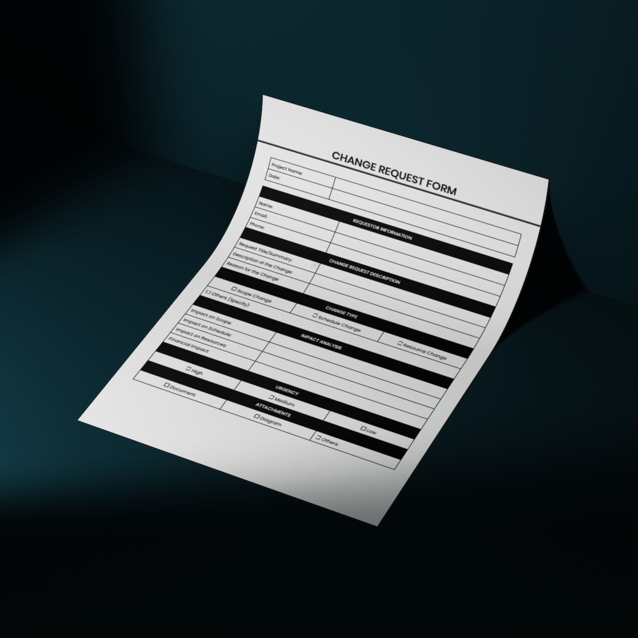 Change Request Form Template Project Management Task Tracker Small ...