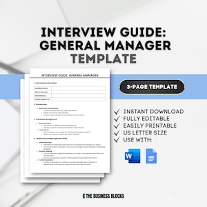 General Manager Interview Guide Template (google Docs, MS Word) - Etsy