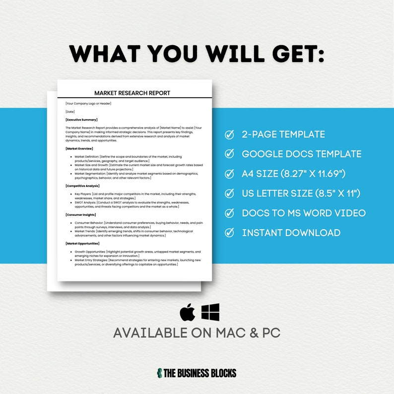 Market Research Report Template: Editable Market Analysis (google Docs ...