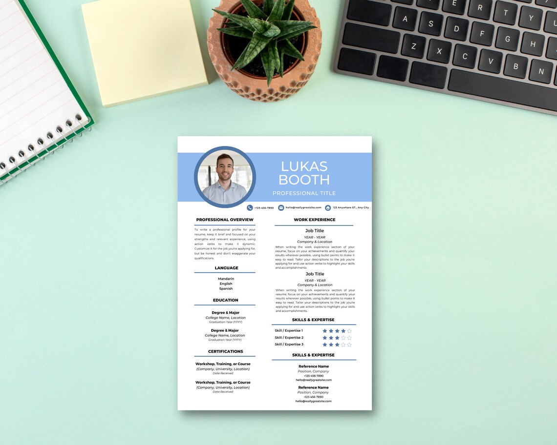 Resume Canva Business Card Templates Simple Modern Resume - Etsy