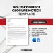 Holiday Office Closure Notice Template: Editable Announcement (digital ...