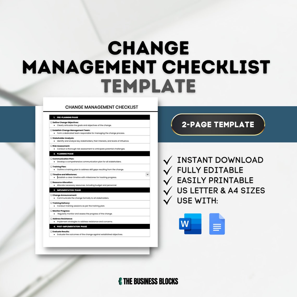 Change Management Checklist Template Change Control Checklist Change ...