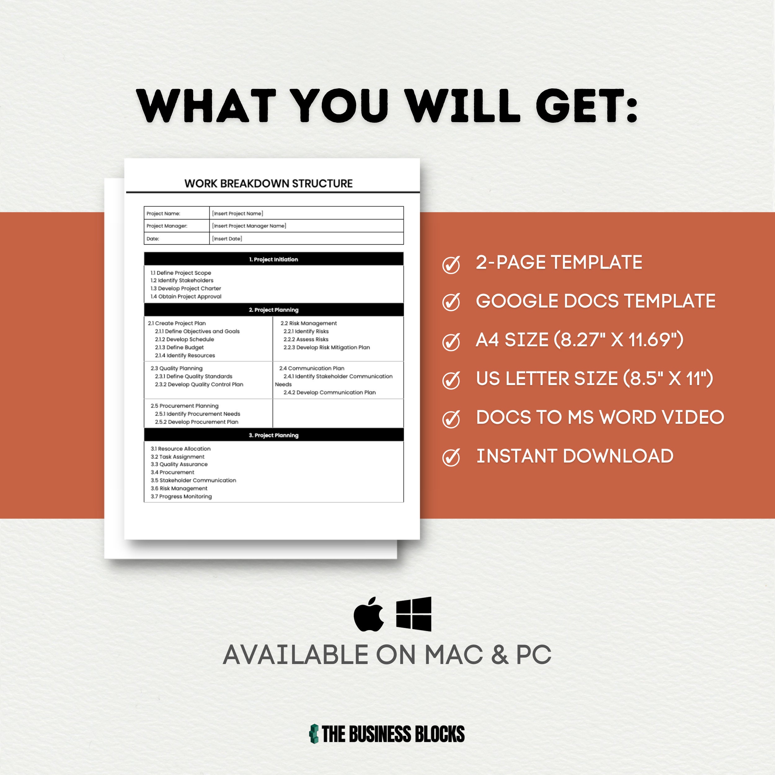 Work Breakdown Structure Template Project Management Task Tracker Small ...