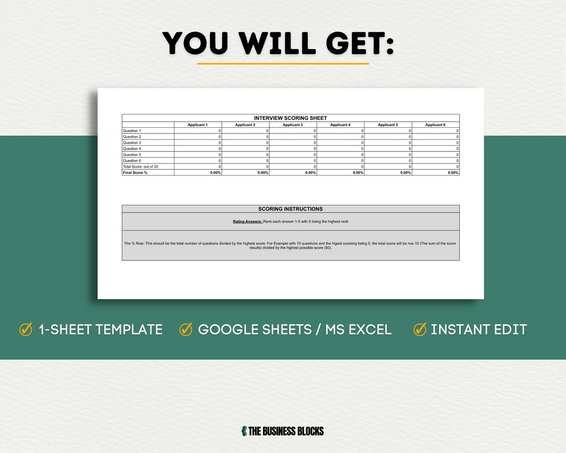 Job Interview Scorecard Template: Business Interview Guide (digital ...