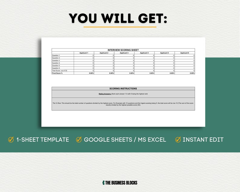 Job Interview Scorecard Template: Business Interview Guide (digital ...