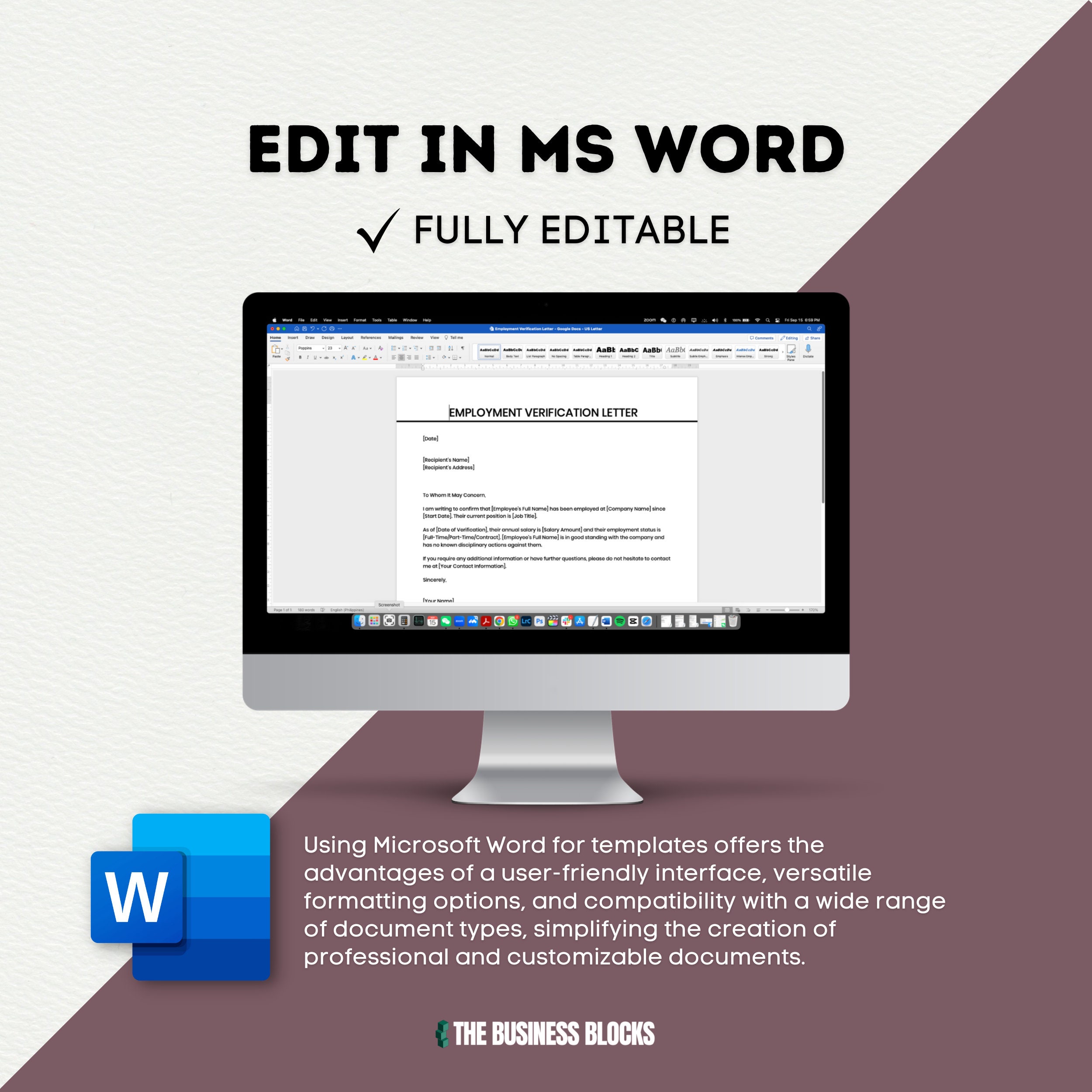 Employment Verification Letter Template: HR Business Form (google Docs ...