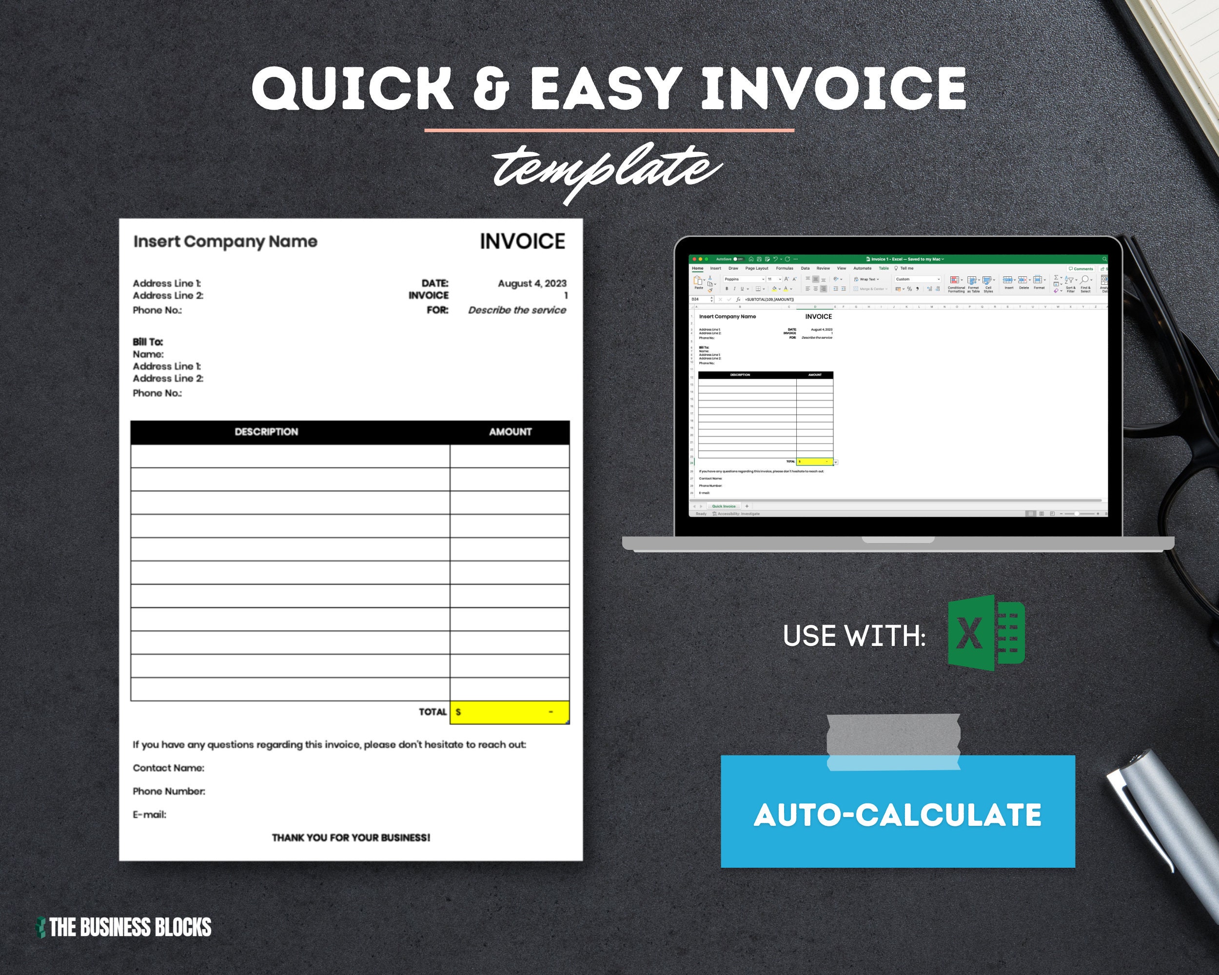 Excel Invoice Template Small Business Bookkeeping Template Invoice ...