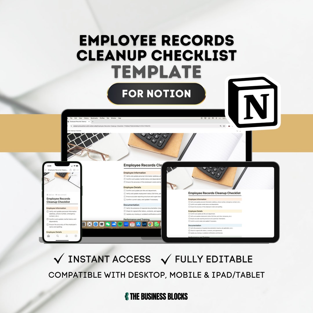 Notion Employee Records Cleanup Checklist Template - Etsy
