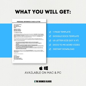 Personal Reference Check Letter Template (google Docs, MS Word) - Etsy