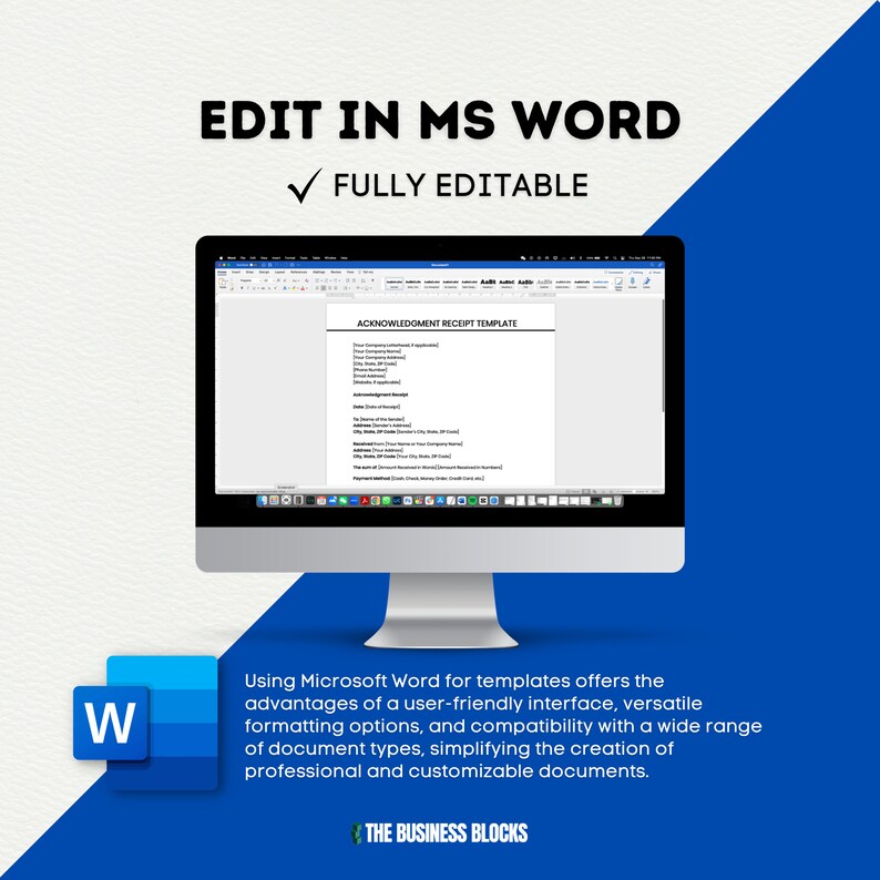 Acknowledgment Receipt Template: Small Business Sales, Instant Download ...