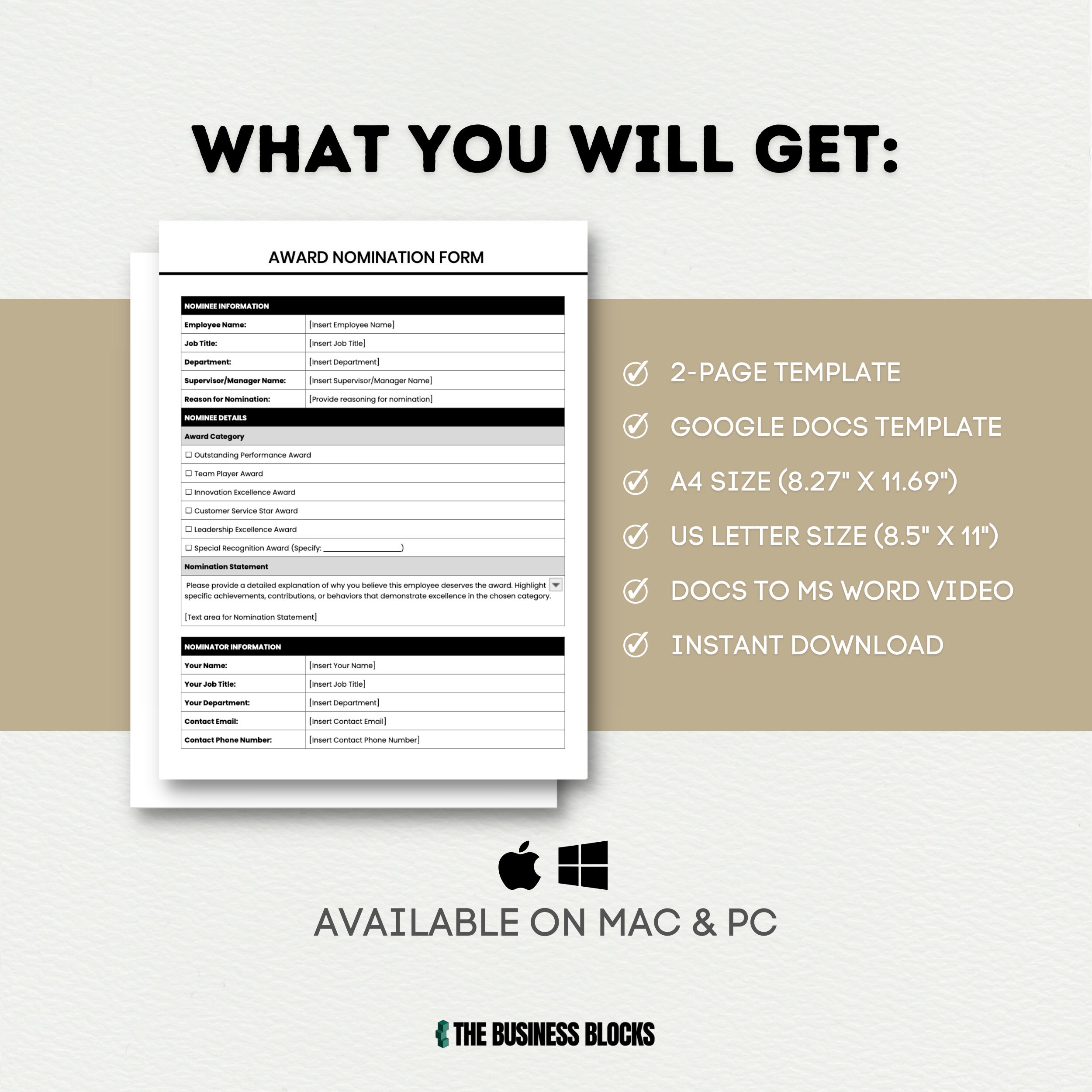 Employee Award Nomination Form Template Employee Recognition Form ...