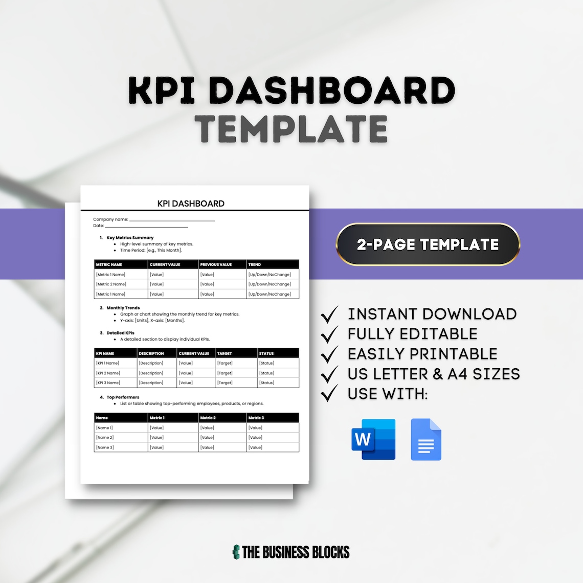 KPI Dashboard Template Key Performance Indicators Dashboard KPI ...