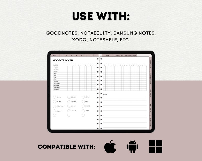Wellness Planner Period Tracker Mood Tracker Journal Mood Journal ...