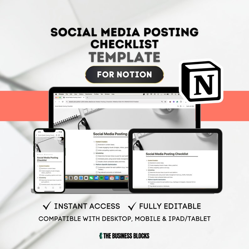 Notion Social Media Posting Checklist Template - Etsy
